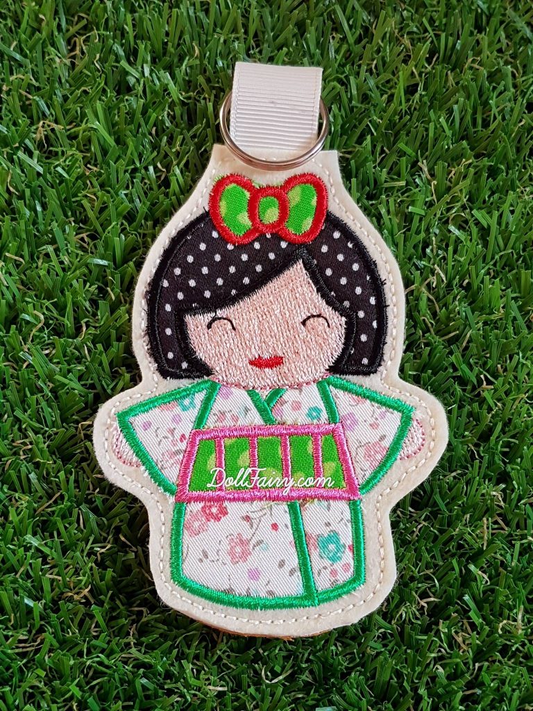 Green Kimono Kokeshi Japanese doll key fob. – DollFairy
