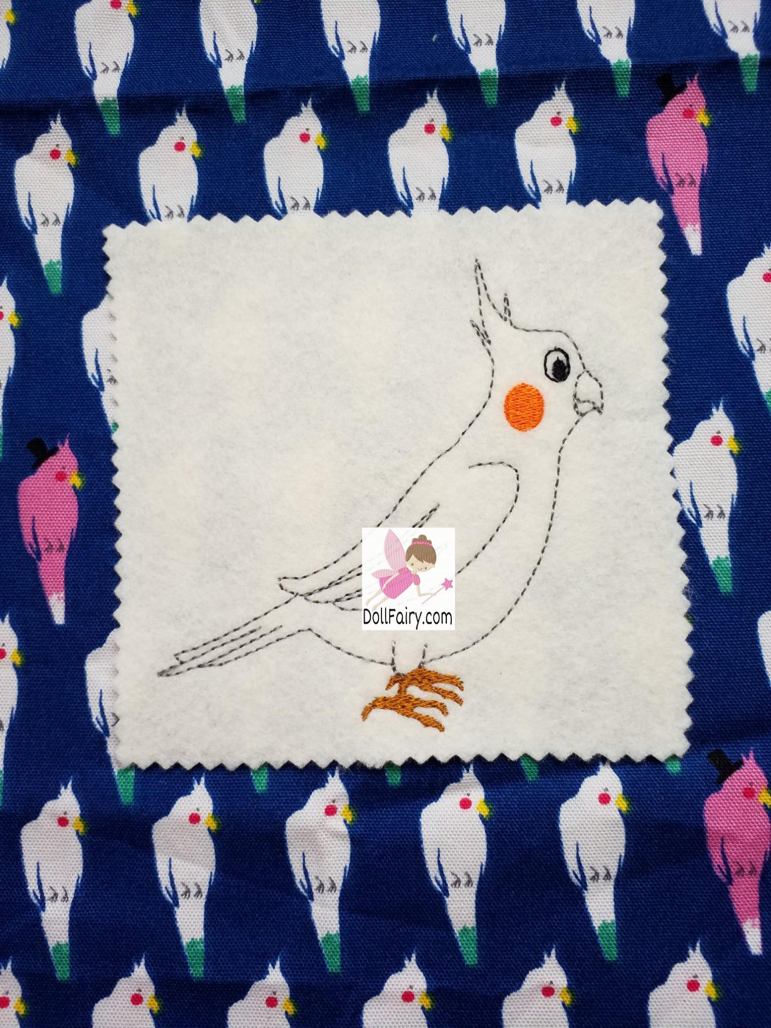 Cockatiel Embroidery Design – DollFairy